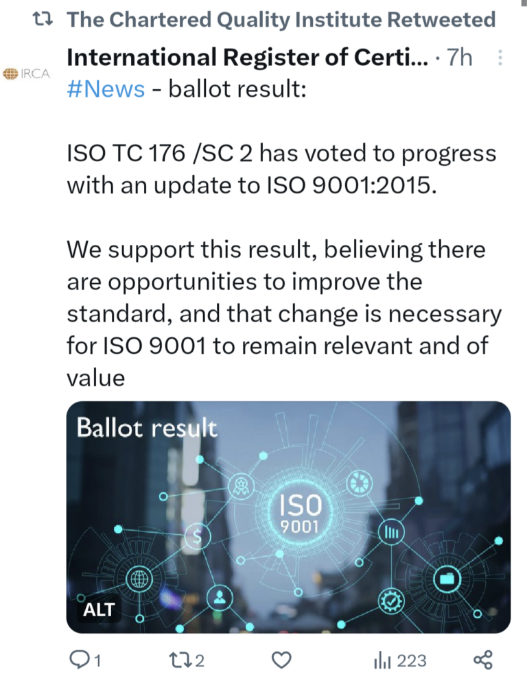 CQI/IRCA Leaks that ISO Will Update ISO 9001 - Oxebridge Quality Resources