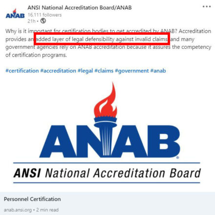 Bold Claims of "Assurance" Put ANAB in Grave Legal Risk
