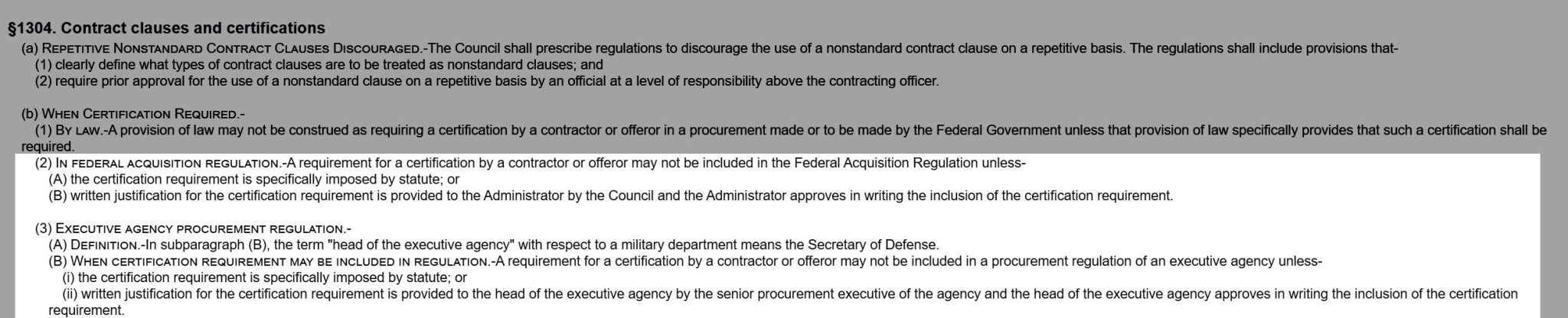 FAR Update Bans Federal Contracts from Requiring Certifications - Oxebridge Quality Resources